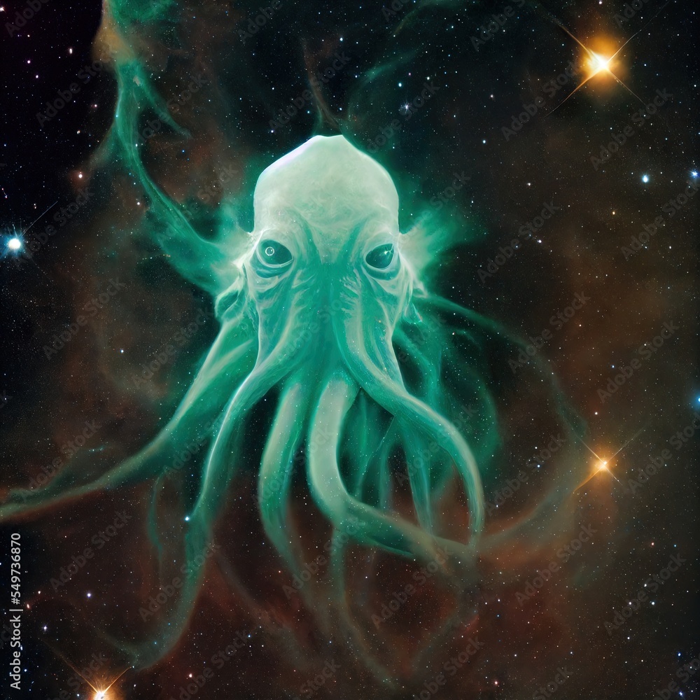 Cosmic Cthulhu Octopus Nebula Astrophotography - Digital Art, Concept ...