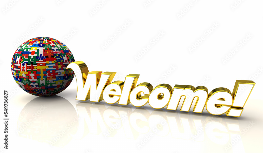 Welcome International Visitors Country Flags Meeting Greeting 3d ...