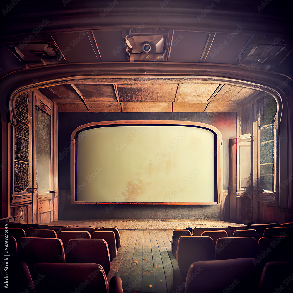 Vintage cinema interior Stock Illustration | Adobe Stock