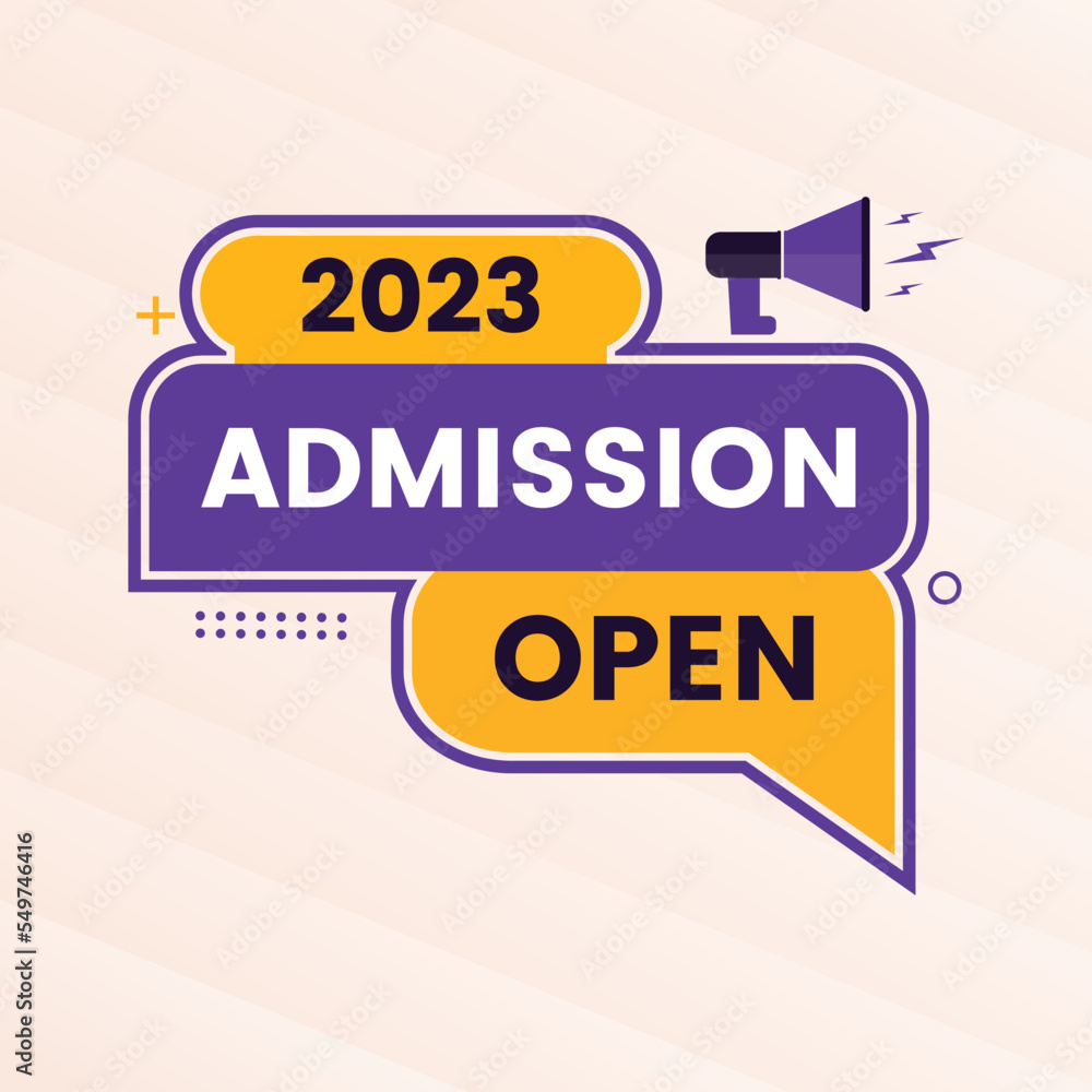 2023 admission open sticker or label design for poster and banners with ...