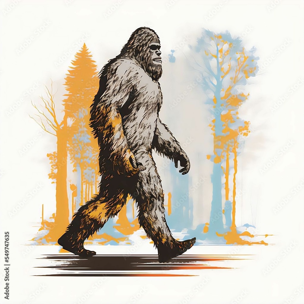 Bigfoot Walking Through the Forest | Created Using Midjourney ai and Photoshop Stock ...