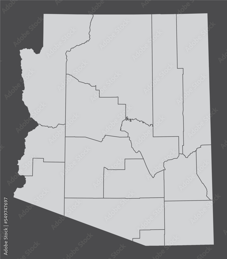 Arizona administrative map Stock Vector | Adobe Stock