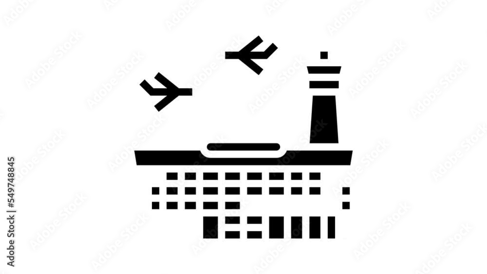 airport building glyph icon animation Stock ビデオ | Adobe Stock