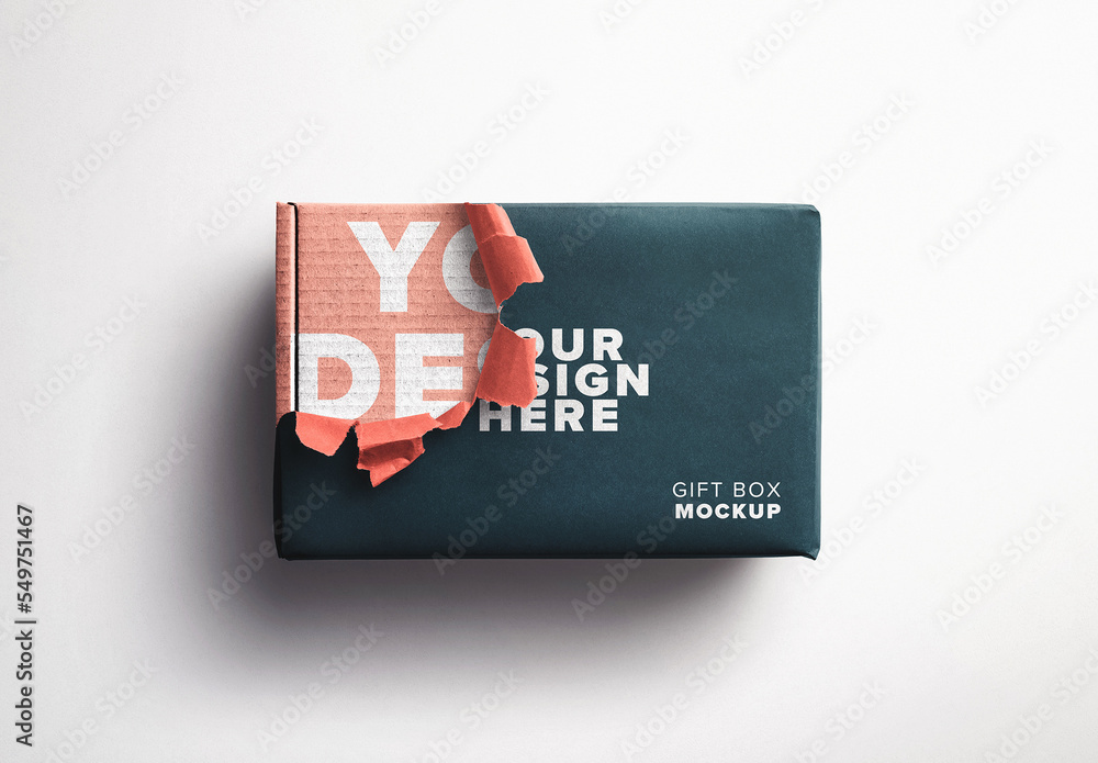 Gift Box Ripped Corner Mockup Stock Template | Adobe Stock