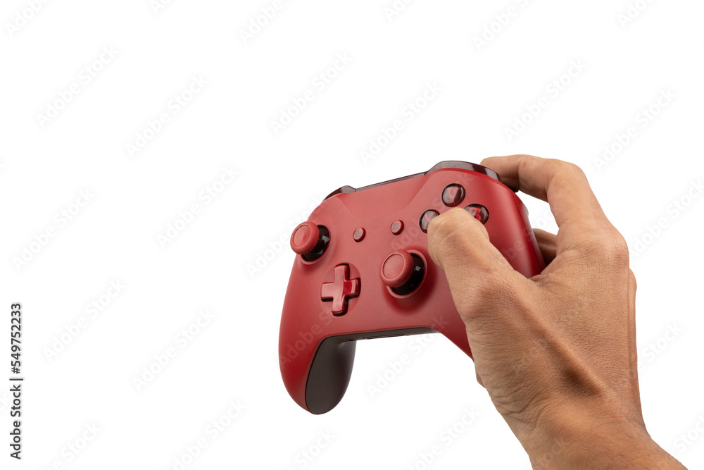 Hand holding a game controller on transparent background Stock Photo ...