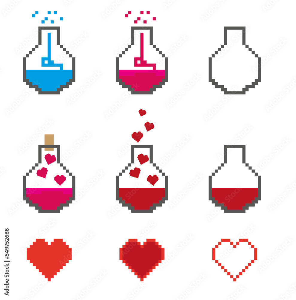 butelka serce miłość kochać walentynki pixel grafika 8b gra symbol ...
