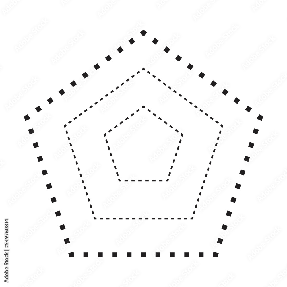 Tracing pentagon shape symbol, dashed and dotted broken line element ...