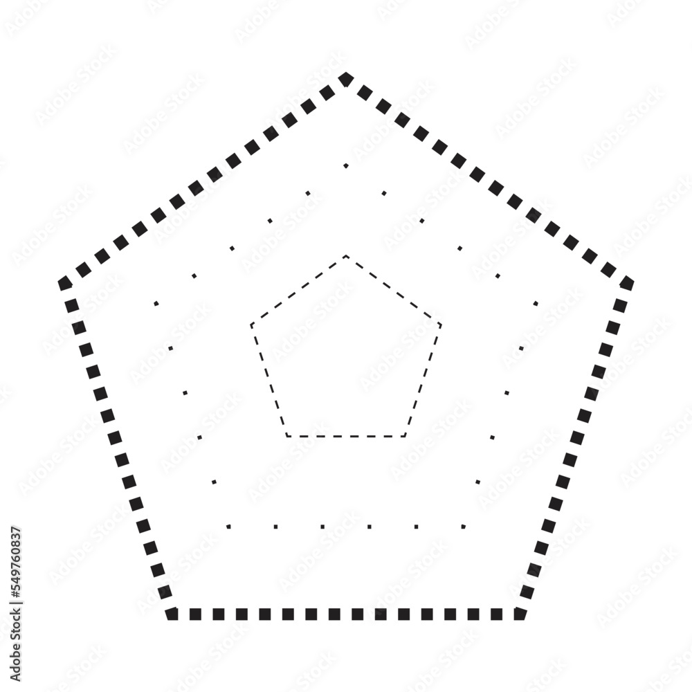 Tracing pentagon shape symbol, dashed and dotted broken line element ...