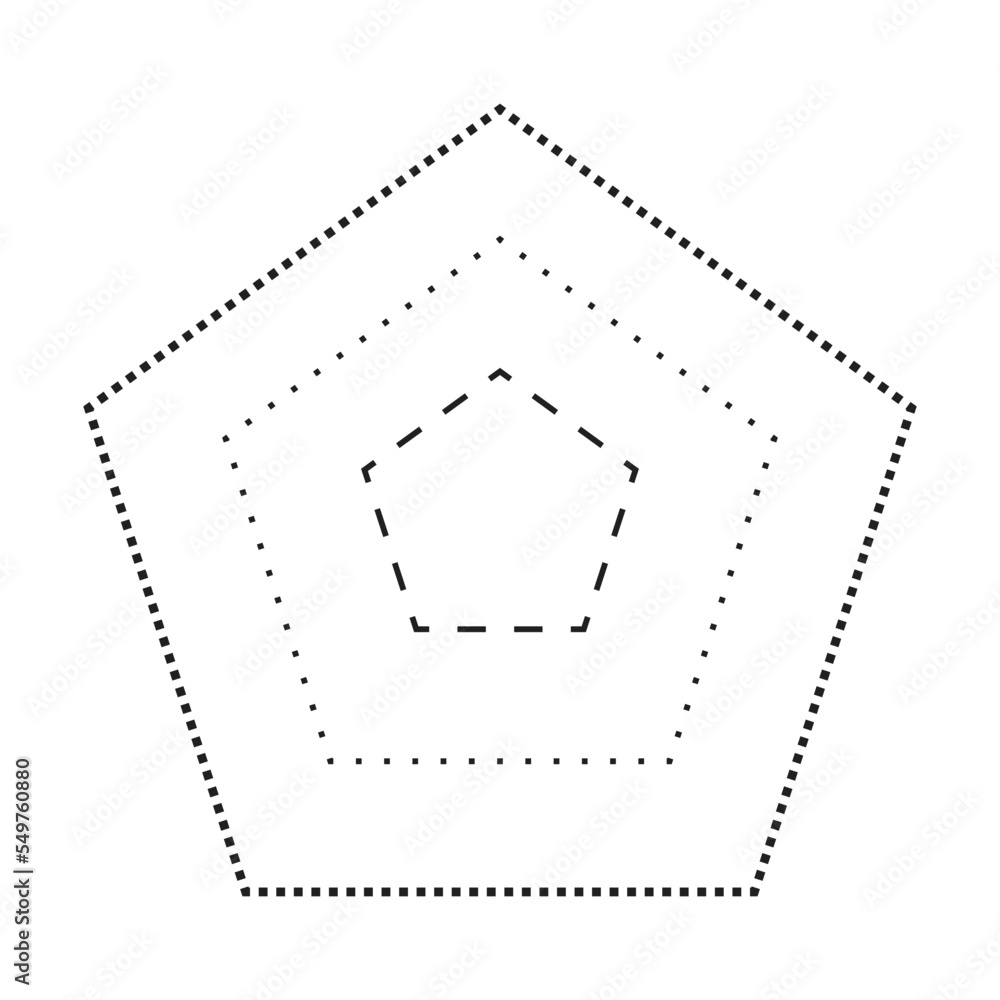 Tracing pentagon shape symbol, dashed and dotted broken line element ...