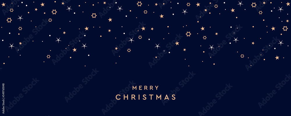 christmas star confetti border on blue background Stock Vector | Adobe ...