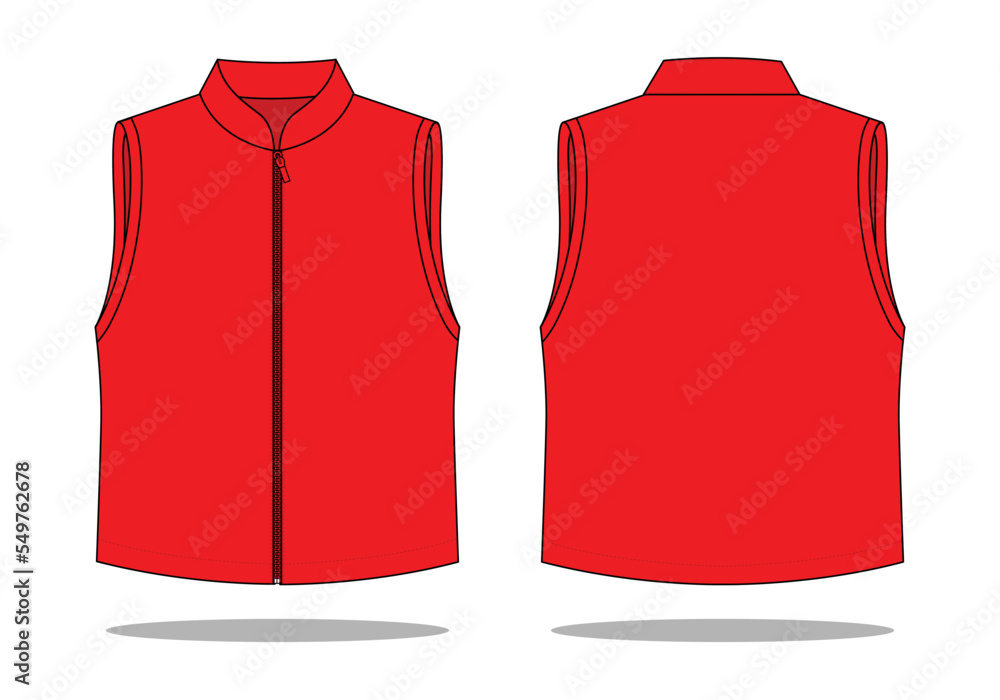 Blank Red Vest Template On White Background.Front And Back View, Vector ...