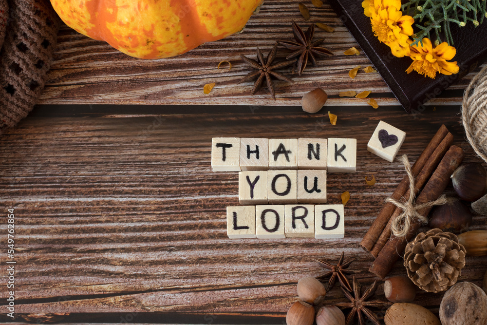 Thank You LORD text written on wooden cubes on rustic background with ...