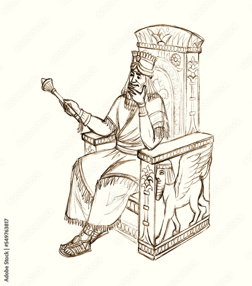 King on the throne. Pencil drawing Stock Illustration | Adobe Stock