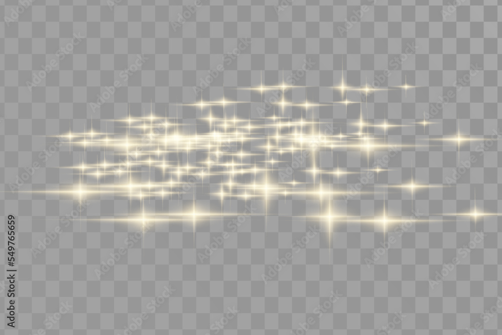 Beautiful light flashes. Dust particles fly in space. Bokeh effect ...