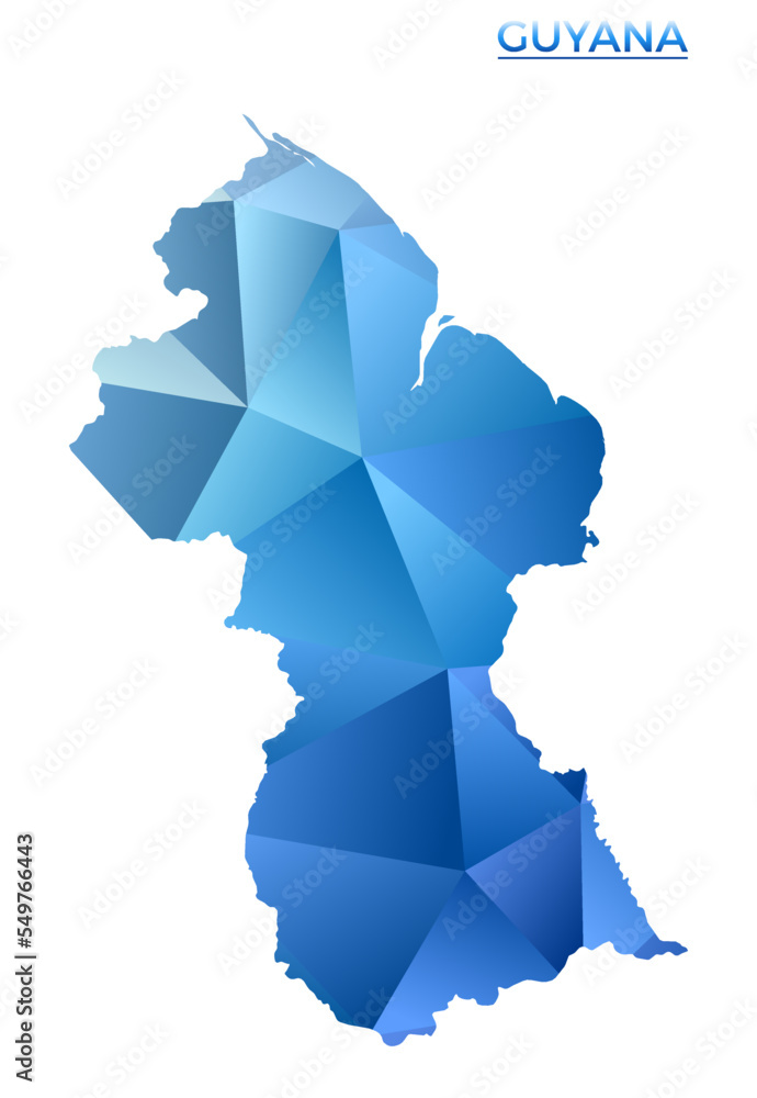 Vector polygonal Guyana map. Vibrant geometric country in low poly ...