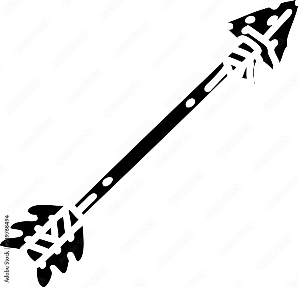 illustration of a traditional black outline tattoo style old flint tip ...