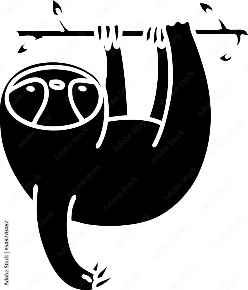 outline of cute sloth hanging from a branch Stock Vector | Adobe Stock