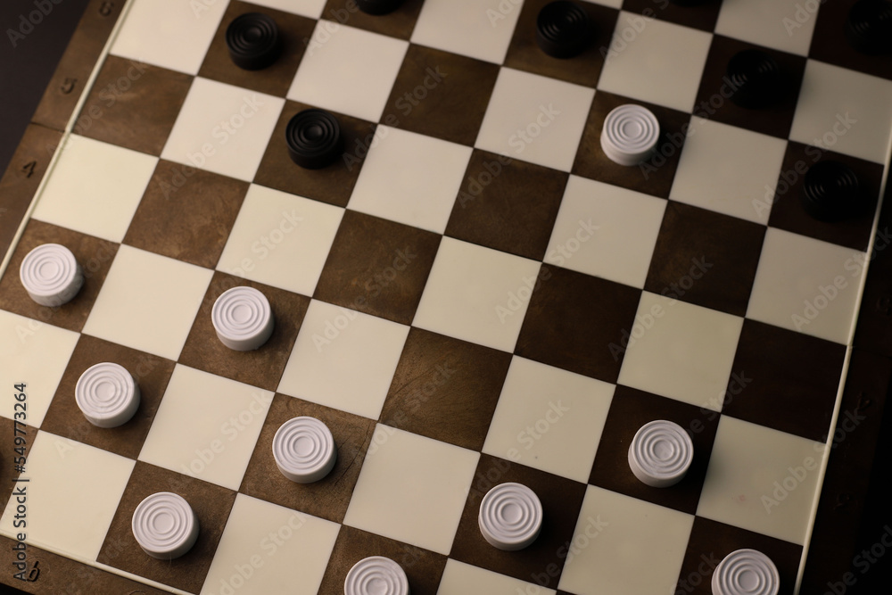 logical and educational checkers game for family and friends. white and ...