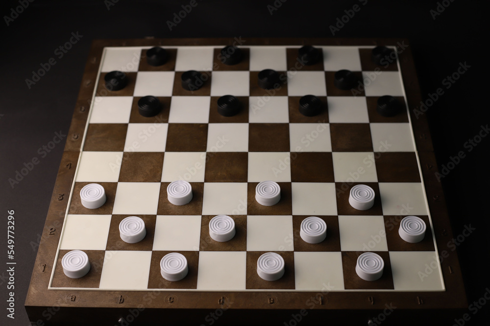 logical and educational checkers game for family and friends. white and ...