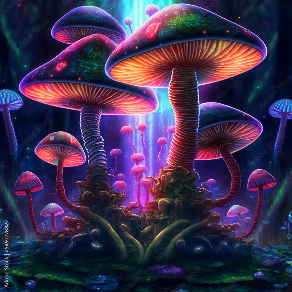 Midjourney abstract render of magic mushrooms ilustración de Stock ...