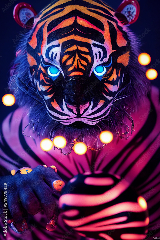 psychedelic muscular tiger with glowing eyes from A Nightmare Before ...
