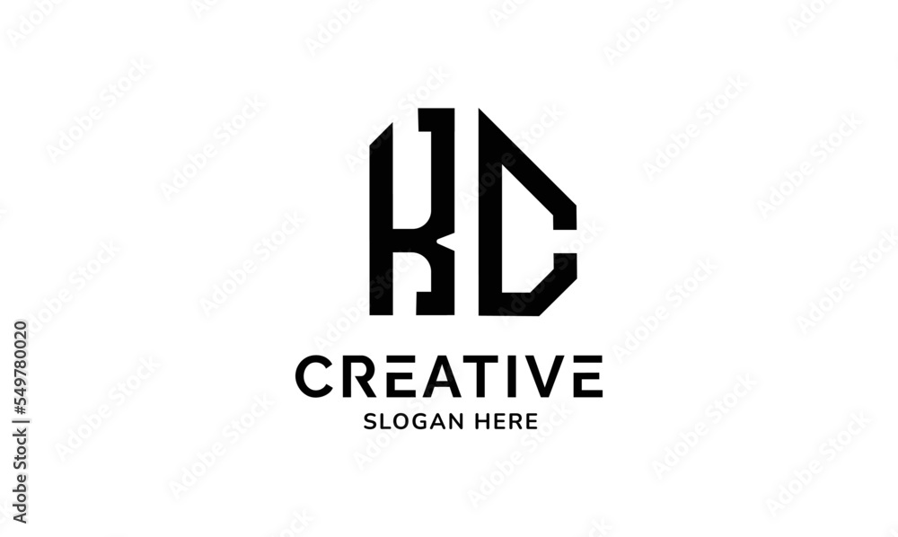 KC Polygon logo design monogram, KC polygon vector logo, KC with ...
