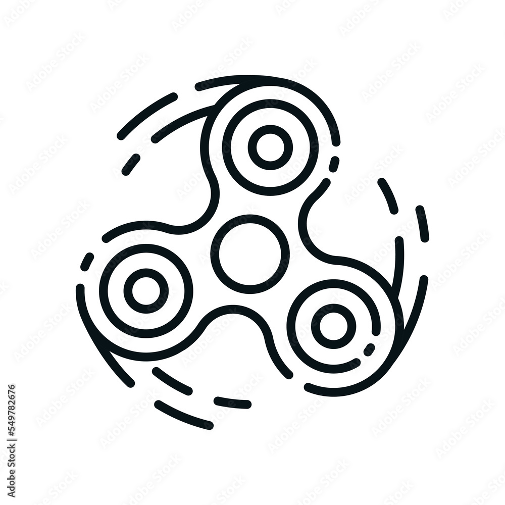 Vecteur Stock Fidget spinner icon in move. Finger spinner linear logo ...
