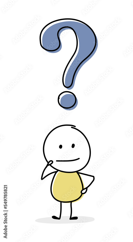 Concept of contemplating stickman with question mark icon. Vector Stock ...