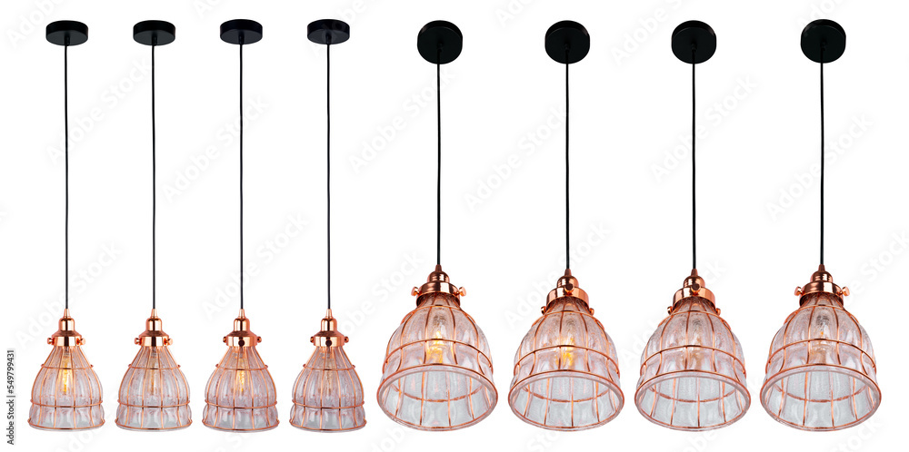 Pendant Lighting Set on white background. Modern chandelier set ...