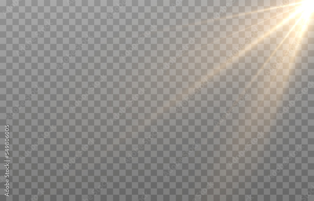 Vector light on isolated transparent background. Sun, rays of light png ...