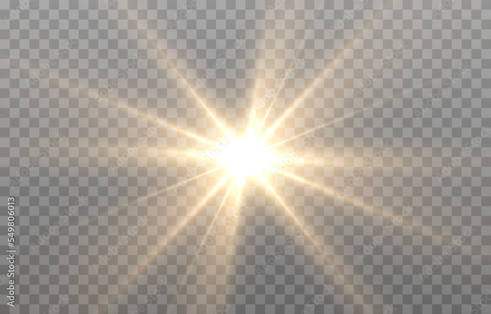 Vector light on isolated transparent background. Sun, rays of light png ...