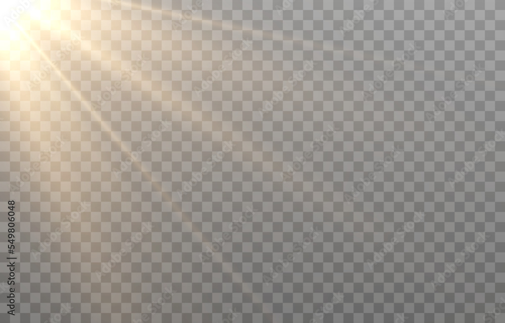 Vector light on isolated transparent background. Sun, rays of light png ...