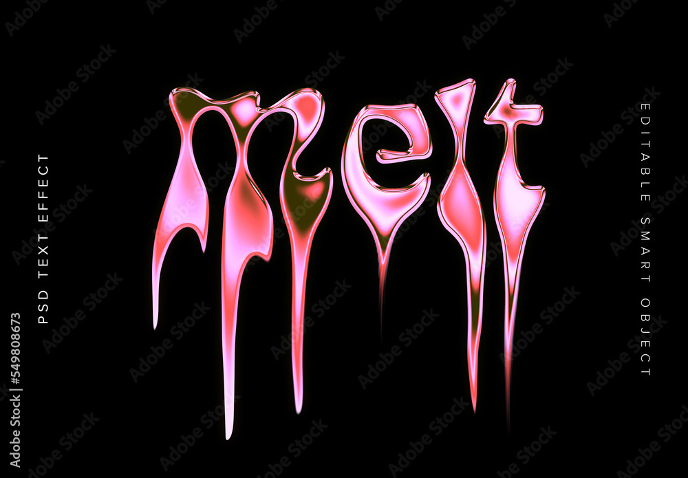 Metallic Melting Text Effect Mockup Stock Template | Adobe Stock