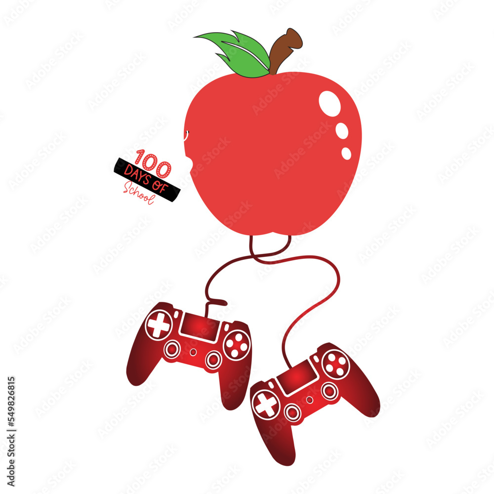 100 days of school kindergarten gamer construction apple svg, 100 days ...