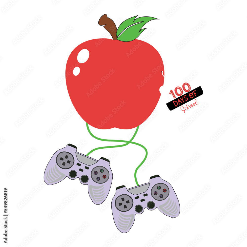 100 days of school kindergarten gamer construction apple svg, 100 days ...