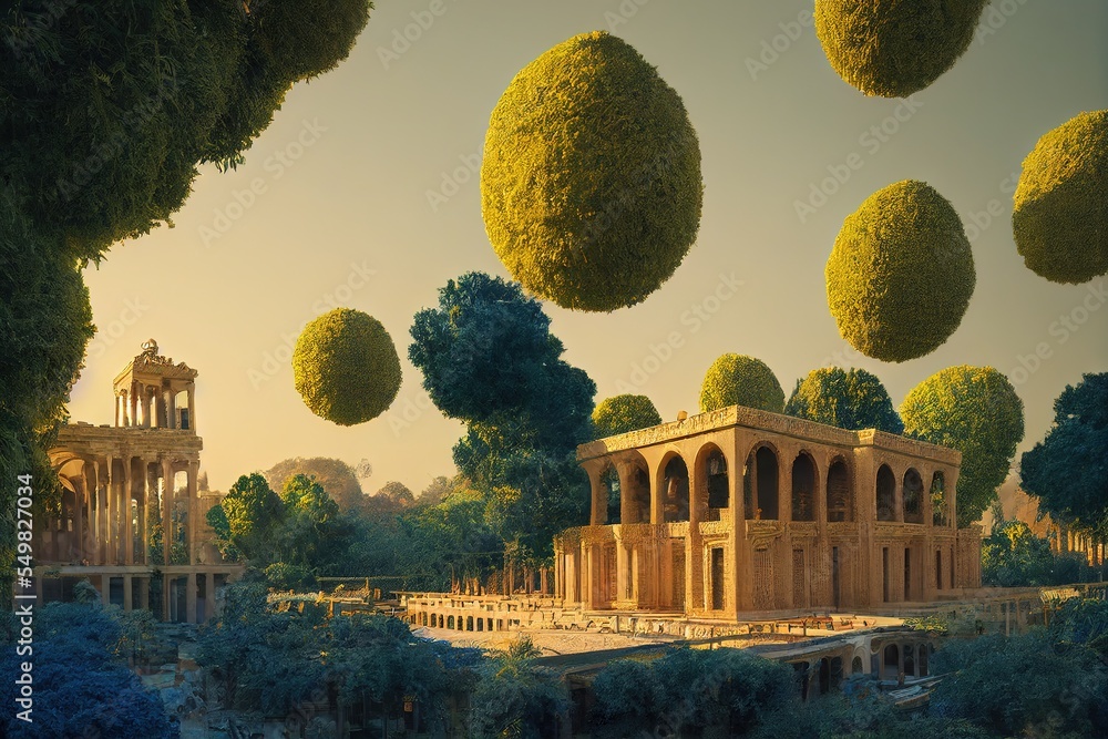 exterior of a marvellous ancient babylonian palace Stock Illustration ...