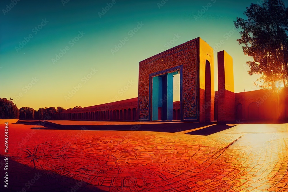 Ishtar Gate, babylon, blue glazed bricks, golden ornaments, Stock ...