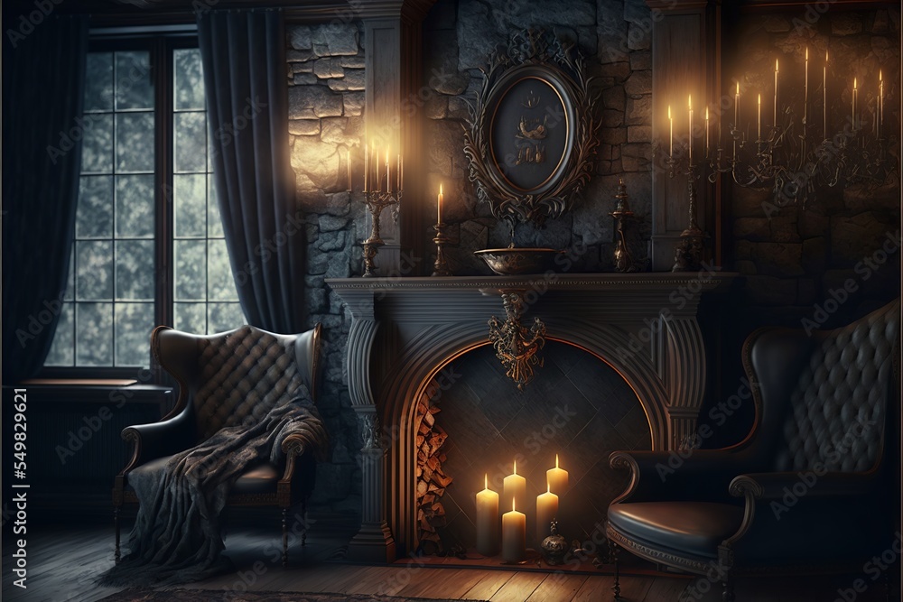 Gothic mansion victorian living room with huge windows interior design ...