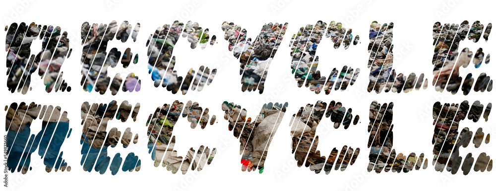 Word text recycle collage with landfill embedded. Background. Banner ...