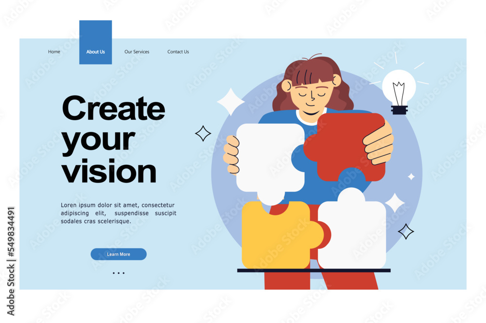 Businesswoman assembling together jigsaw puzzle pieces. Concept of ...