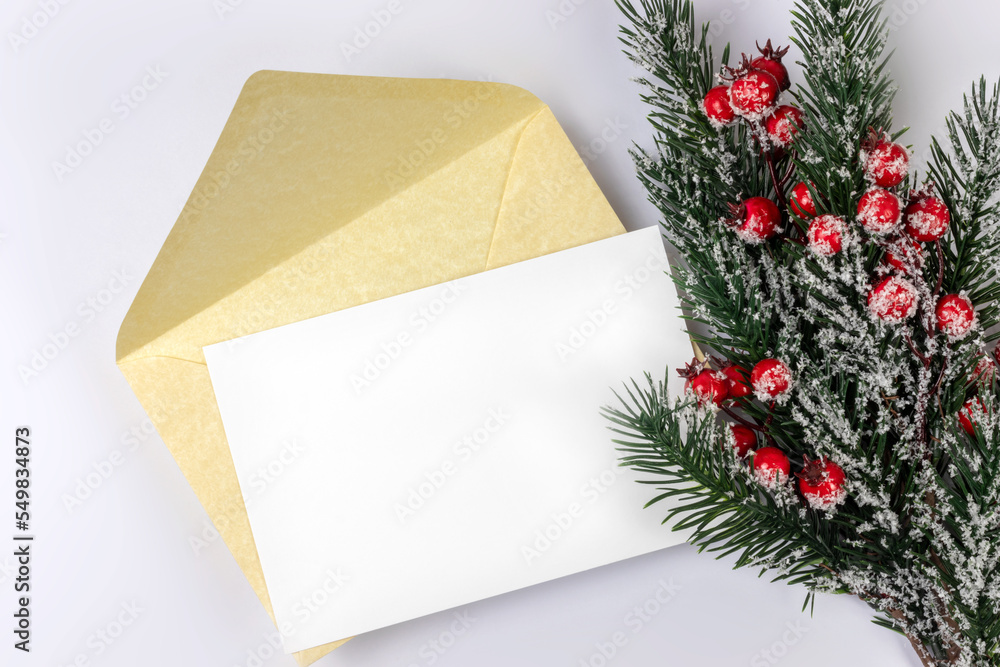 Christmas letter mock up with an empty blank white sheet of paper or ...