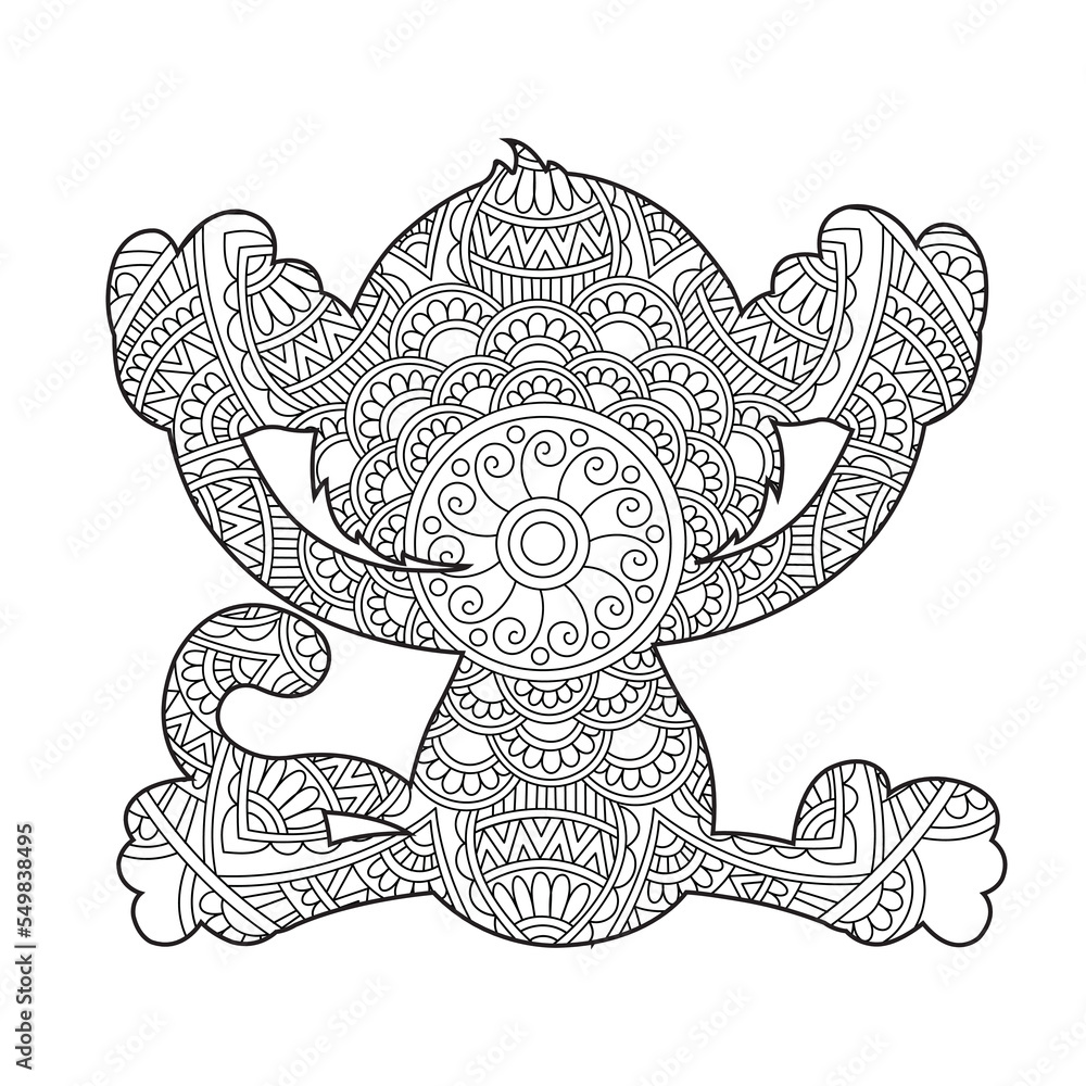 Zentangle monkey mandala coloring page for adults christmas monkey and ...