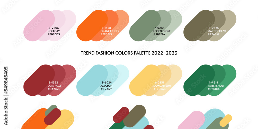 New fashion color trend winter 2022 2023. Color palette forecast of the ...