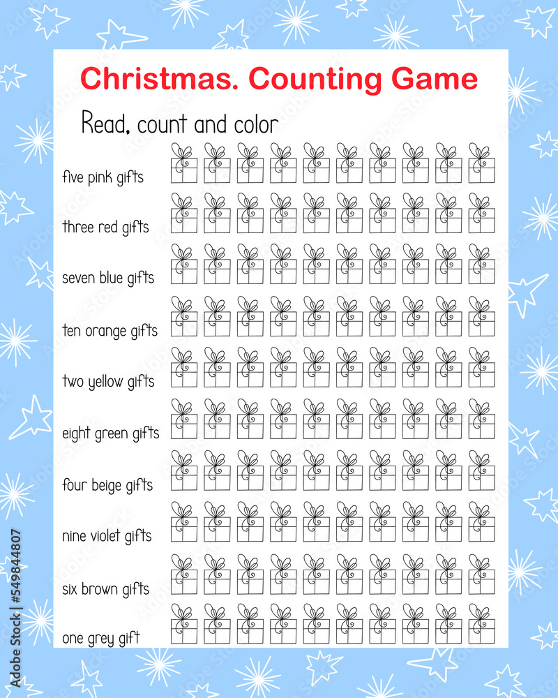 How many gifts count and color game for kids Christmas and colors ...