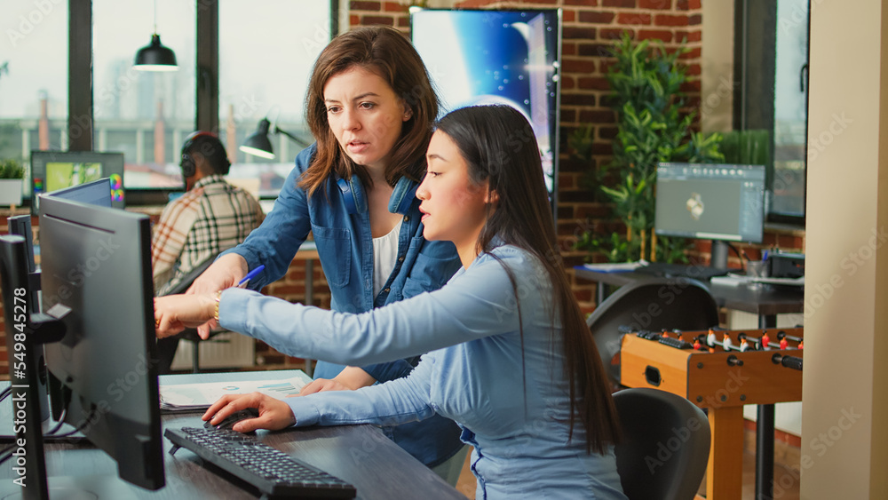 Team of colleagues brainstorming ideas to develop professional content ...