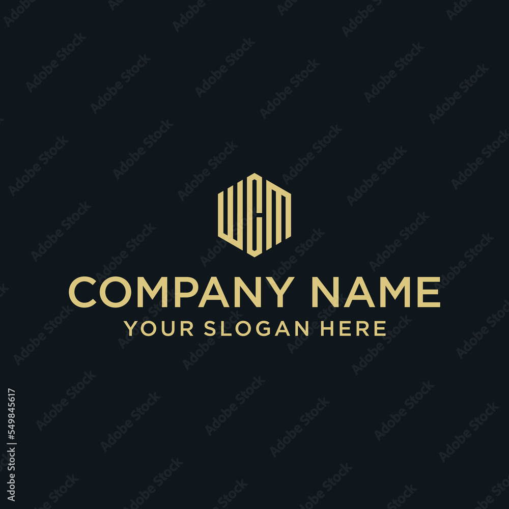 WCM letter logo in the form of hexagons and cube logos with letter ...