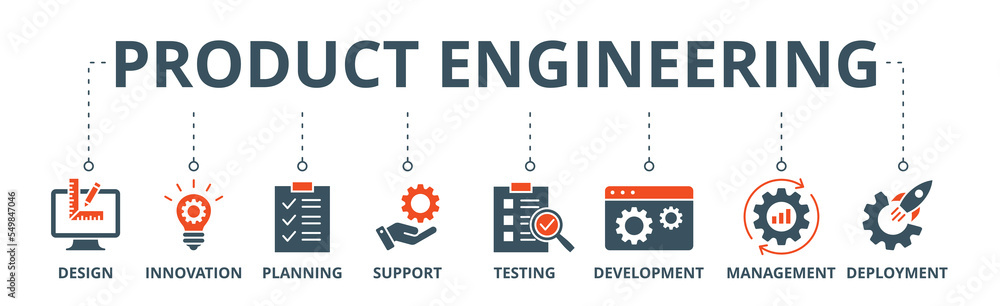 Product engineering banner web icon vector illustration concept with ...