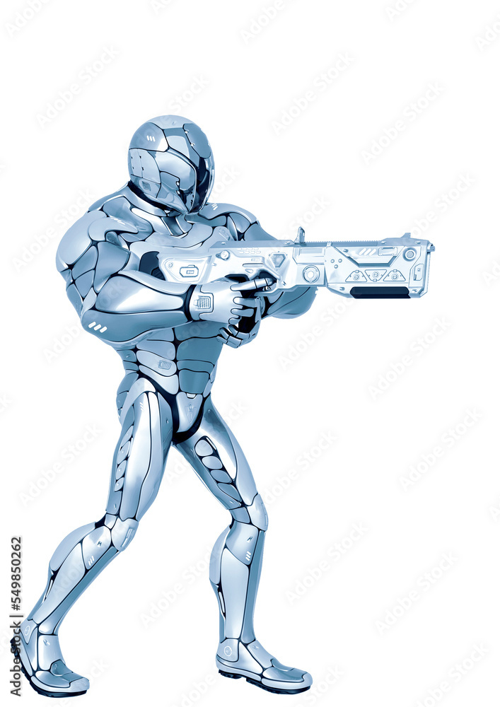 sci fi astronaut cartoon with a laser gun side view in a white ...