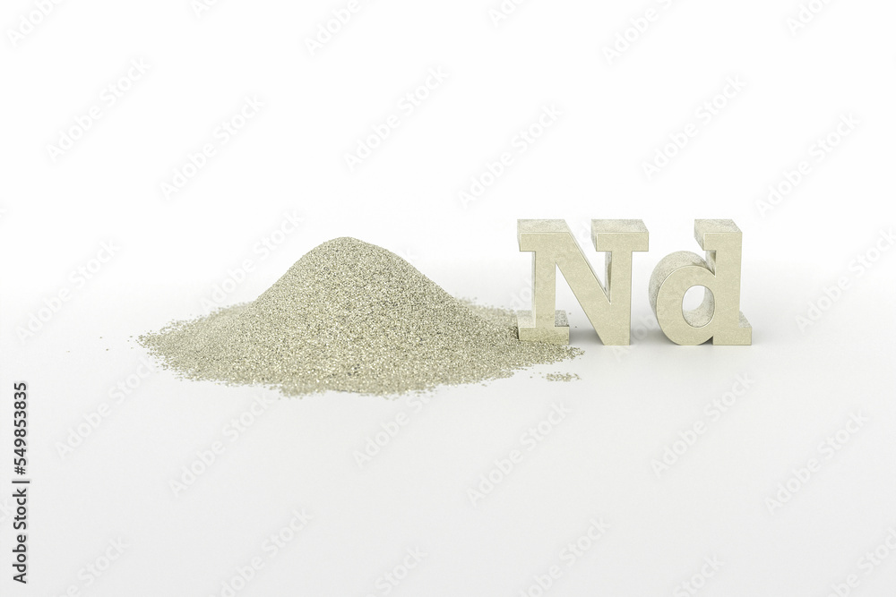 REE - rare-earth element Neodymium. A handful of light golden metallic ...