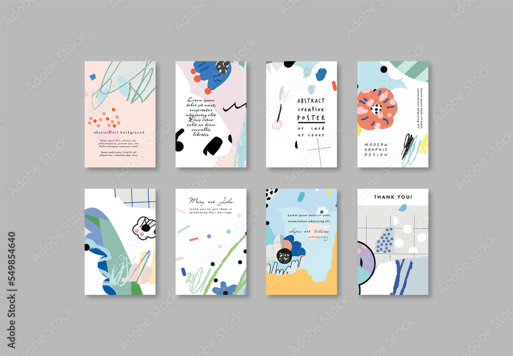 Cards With Pastel Colors Layout Stock Template | Adobe Stock